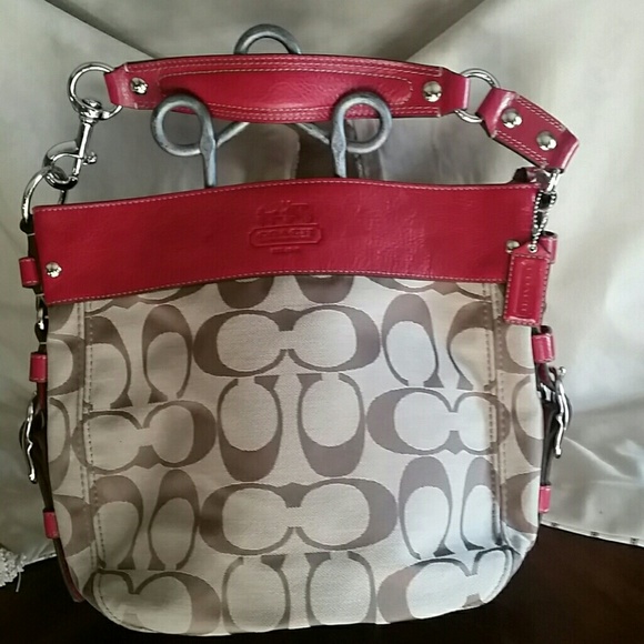 Coach | Bags | Coach Large Signature Bag Red Leather | Poshmark